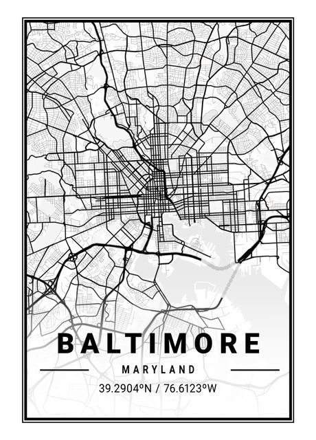'Baltimore Light Map' Poster by Tien Stencil | Displate