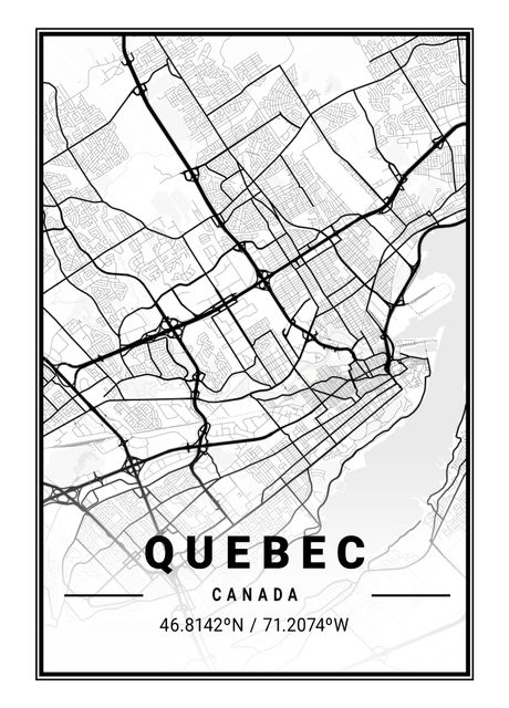 'Quebec Light City Map' Poster by Tien Stencil | Displate