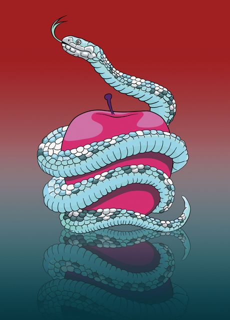 'Snake and apple Temptation' Poster by TMBTM | Displate