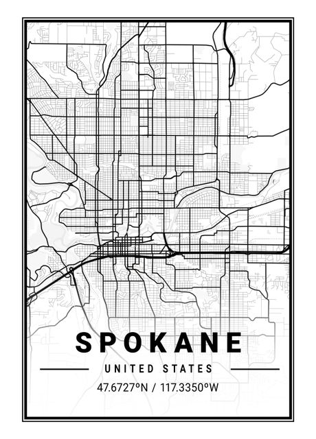 'Spokane Light City Map' Poster by Tien Stencil | Displate