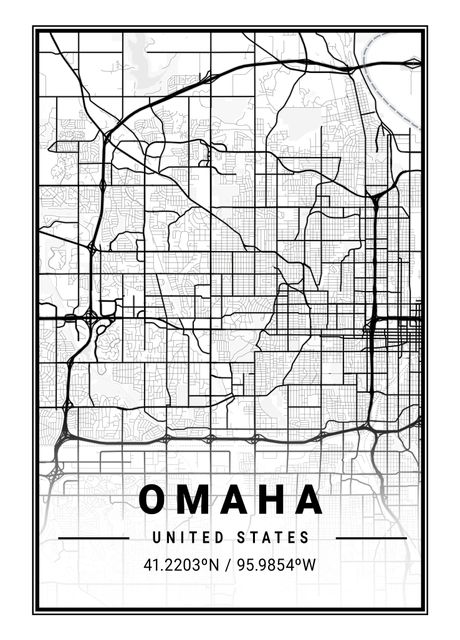 'Omaha Light City Map' Poster by Tien Stencil | Displate