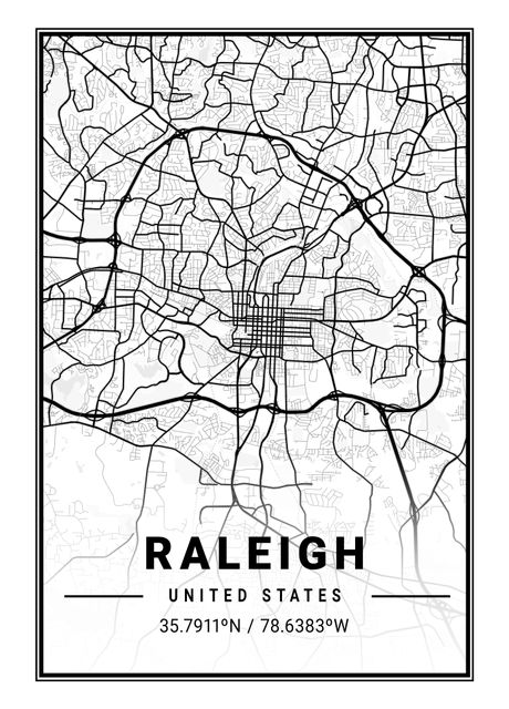 'Raleigh Light City Map' Poster by Tien Stencil | Displate
