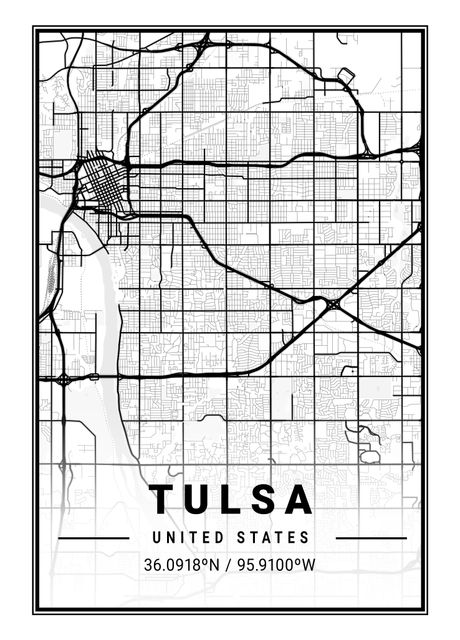 'Tulsa Light City Map' Poster by Tien Stencil | Displate