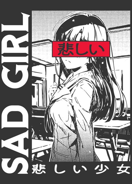 'Sad Girl Anime Manga' Poster by Saphira Design | Displate
