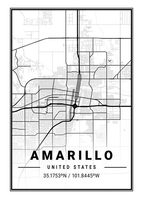 'Amarillo Light City Map' Poster by Tien Stencil | Displate
