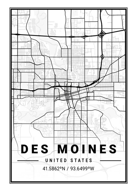 'Des Moines Light City Map' Poster by Tien Stencil | Displate