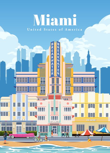 'Travel to Miami' Poster by Studio 324 | Displate