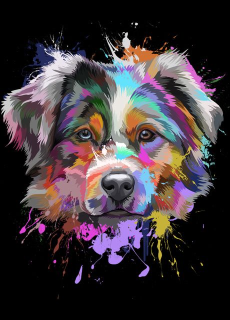 'Australian Shepherd Splash' Poster, picture, metal print, paint by ...