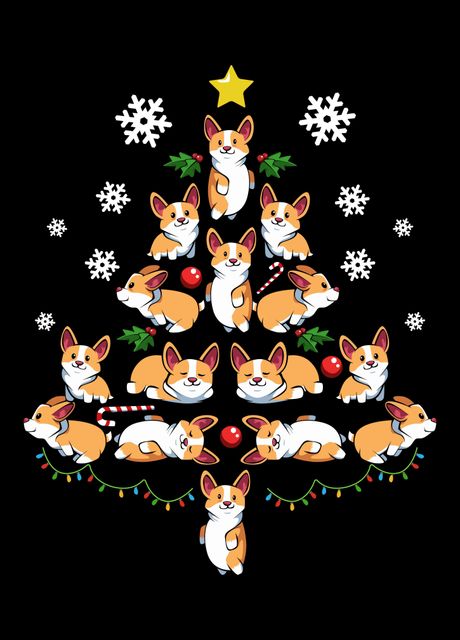 'Welsh Corgi Christmas Tree' Poster by Changwon Chung | Displate