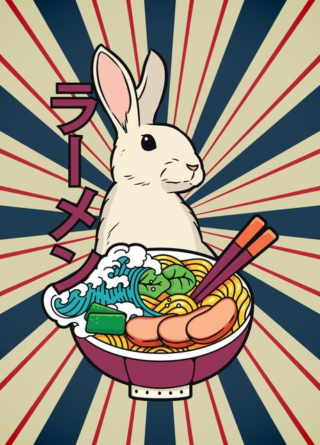 'Ramen Rabbit Japanese Soup' Poster by Saphira Design | Displate