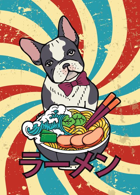 'Ramen French Bulldog Dog' Poster by Saphira Design | Displate