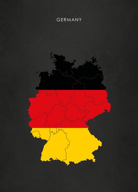 'Germany Flag Map' Poster, picture, metal print, paint by Alo | Displate