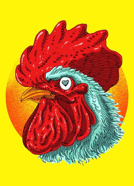 'Rooster Love' Poster by Tofan barmalisi | Displate