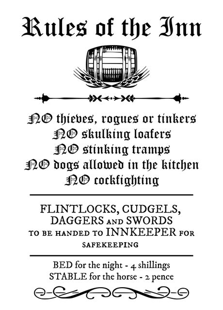 'RULES OF THE INN ENGLAND' Poster, picture, metal print, paint by ...