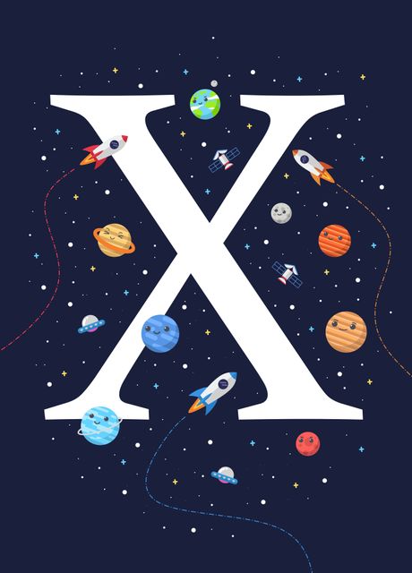 'letter X space kids' Poster by Yahya Art | Displate