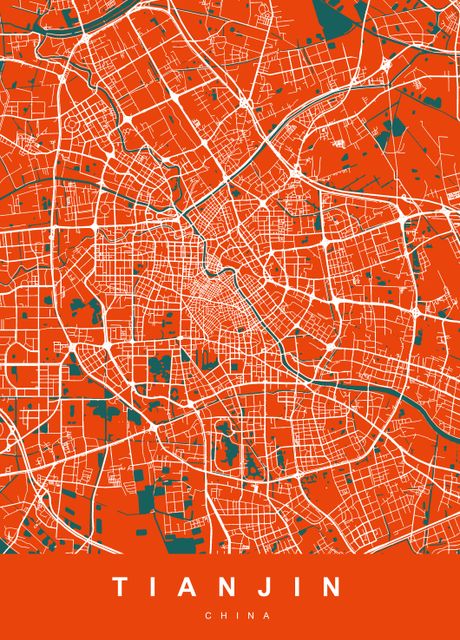 'TIANJIN City Map China' Poster by UrbanMaps | Displate