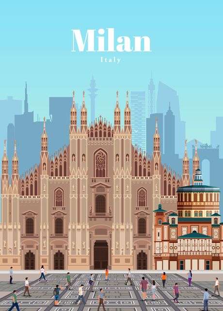 'Travel to Milan' Poster by Studio 324 | Displate