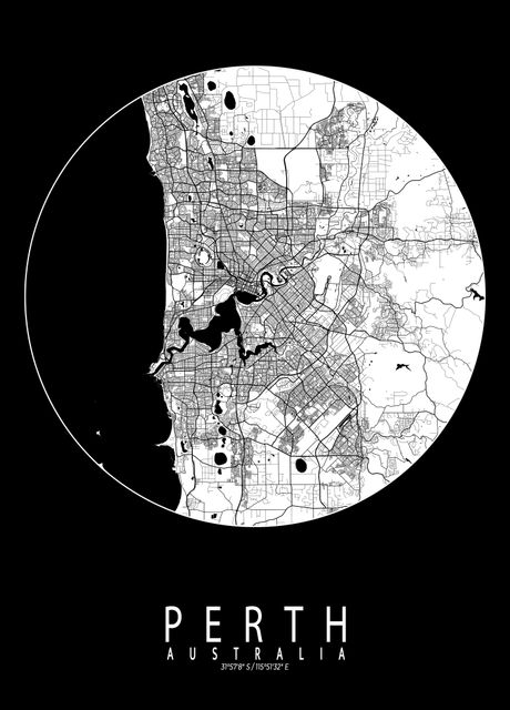 'Perth City Map Full Moon' Poster by deMAP Studio | Displate