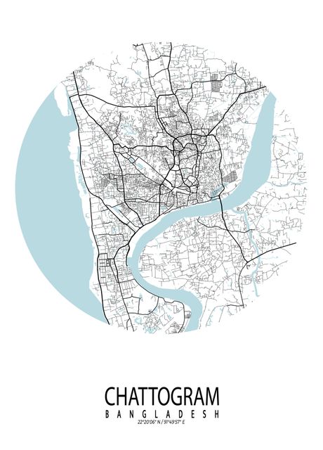 'Chattogram City Map Circle' Poster by deMAP Studio | Displate