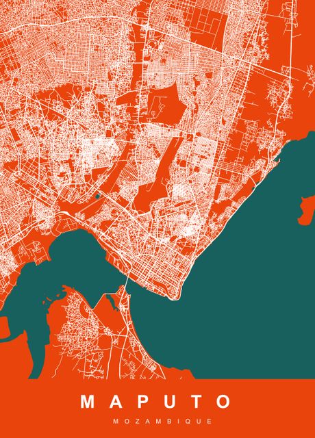 'MAPUTO map Mozambique' Poster by UrbanMaps | Displate