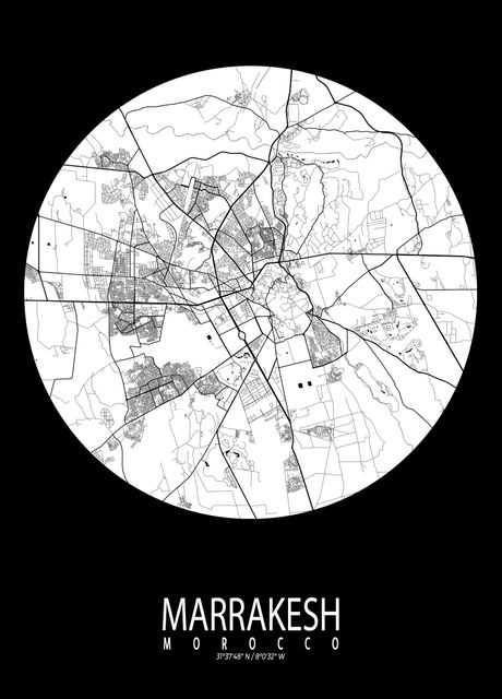 'Marrakesh City Map Moon' Poster by deMAP Studio | Displate