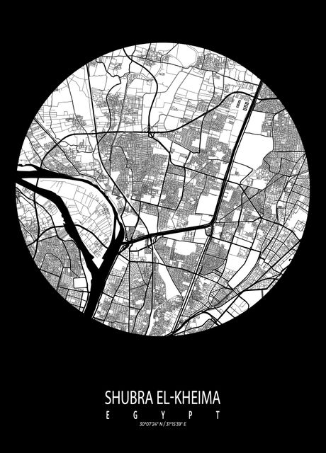 'Shubra El Kheima Map Moon' Poster, picture, metal print, paint by ...