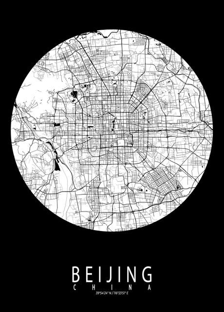 'Beijing City Map Full Moon' Poster by deMAP Studio | Displate