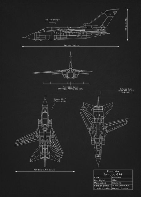 'Panavia Tornado Blueprint' Poster by Iwoko | Displate
