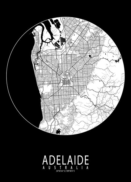 'Adelaide City Map Moon' Poster by deMAP Studio | Displate