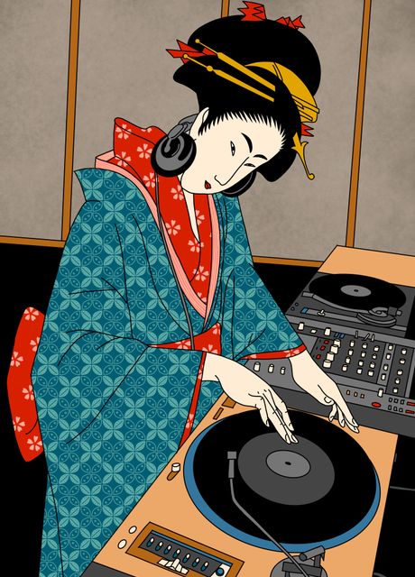 'dj geisha' Poster, picture, metal print, paint by taofik merchsigns ...