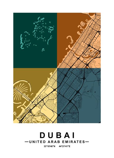 'Dubai Color Map' Poster, picture, metal print, paint by Dany | Displate