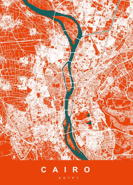 'Cairo City Map Egypt ' Poster by UrbanMaps | Displate