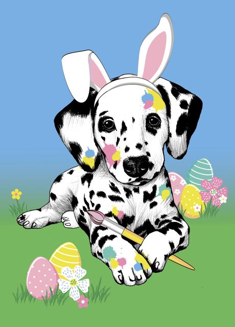 'Easter puppy' Poster by MARINA SMORODINSKAYA | Displate