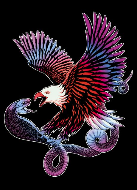 'Eagle and Snake Multicolor' Poster by TMBTM | Displate