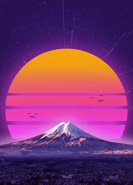'FUJI SYNTHWAVE' Poster by Oliver Qo | Displate