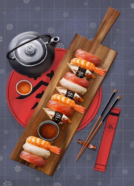 'Sushi Japan Food' Poster by Max Ronn | Displate