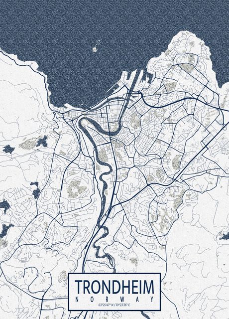 'Trondheim City Map Coastal' Poster by deMAP Studio | Displate