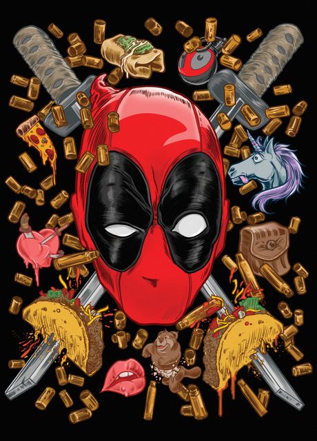 'Deadpool Face Close-Up' Poster, picture, metal print, paint by Marvel ...