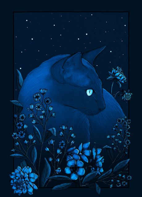 'Starlight Cat' Poster, picture, metal print, paint by Elyssa Long ...