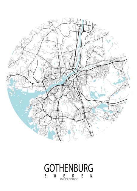 'Gothenburg City Map Circle' Poster by deMAP Studio | Displate