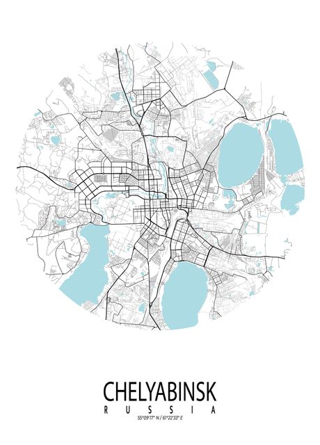 'Chelyabinsk Map Circle' Poster by deMAP Studio | Displate