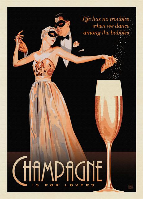 ' Vintage Champagne ' Poster by Patrick Watson | Displate