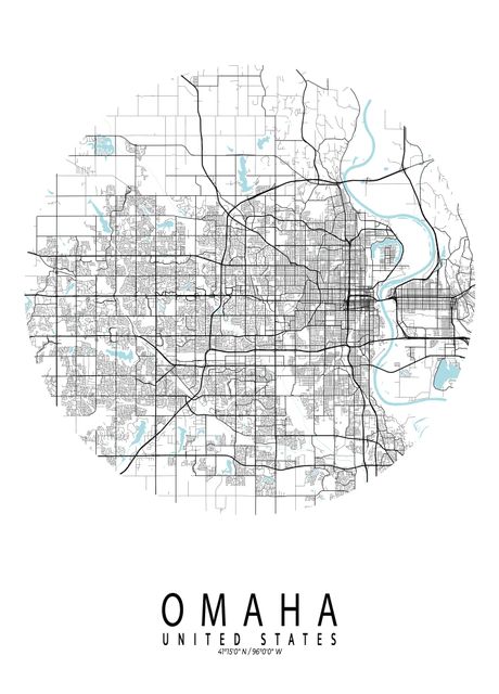 'Omaha City Map Circle' Poster by deMAP Studio | Displate