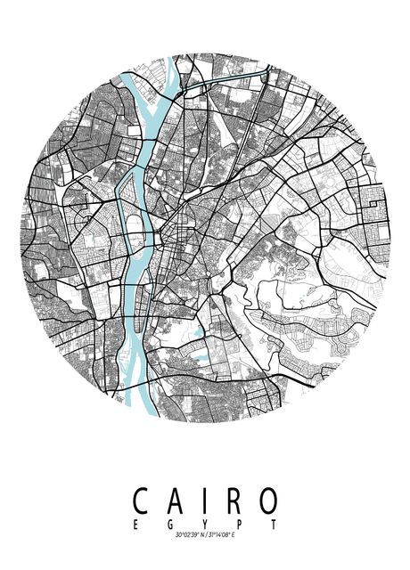 'Cairo City Map Circle' Poster by deMAP Studio | Displate