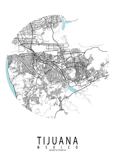 'Tijuana City Map Circle' Poster by deMAP Studio | Displate