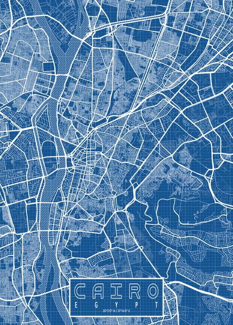 'Cairo City Map Blueprint' Poster by deMAP Studio | Displate