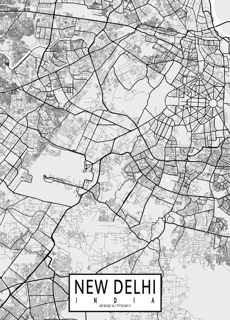 'New Delhi City Map Light' Poster by deMAP Studio | Displate