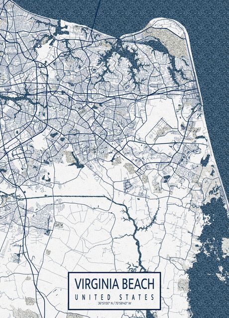 'Virginia Beach Map Coastal' Poster by deMAP Studio | Displate