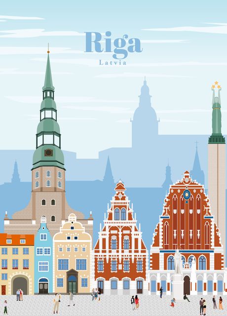 'Travel to Riga' Poster, picture, metal print, paint by Studio 324 ...