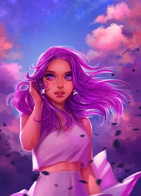 'Girl in sunset' Poster by Cottonyart | Displate